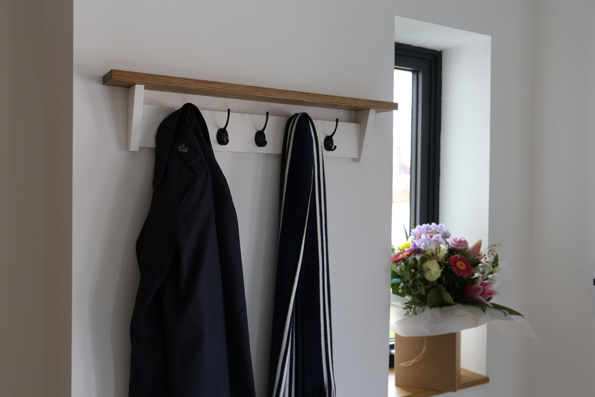 White Coat Rack with Shelf – Oaky Homes
